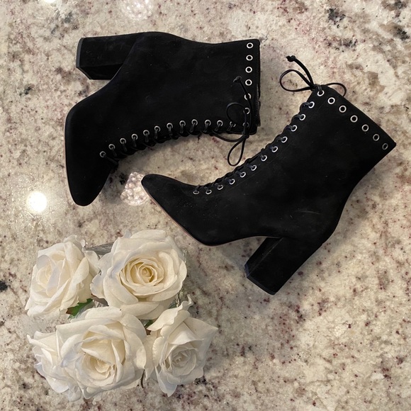 Coach | Shoes | Coach Black Suede Lace Up Booties | Poshmark